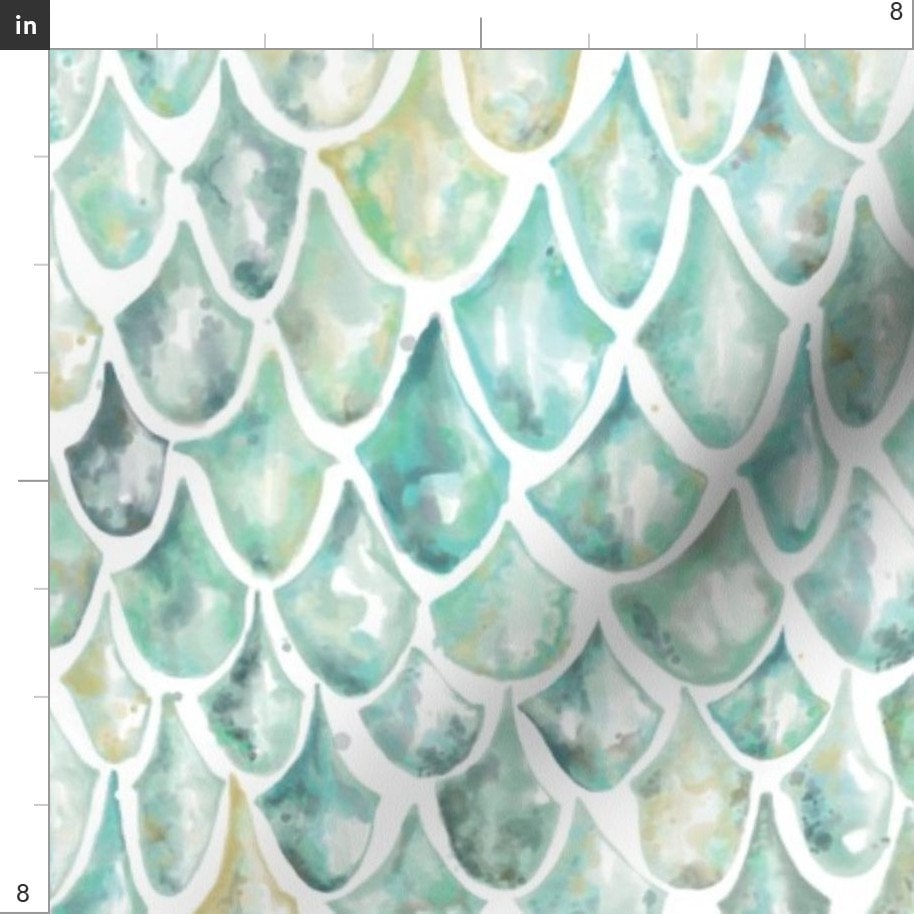 Mermaid Tail Green Watercolor Tail Fabric Mermaid by - Etsy