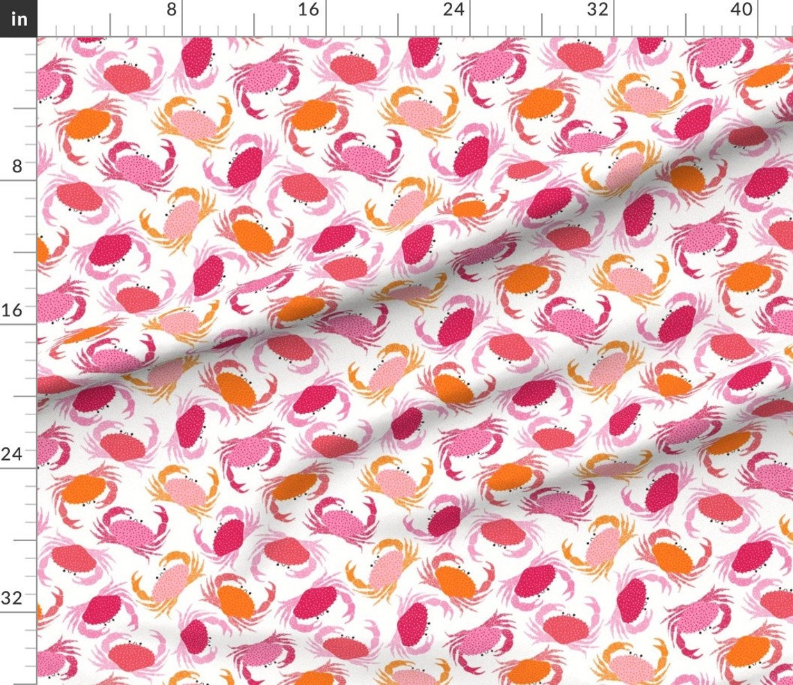 Pink Beach Summer Crabs Ocean Pattern Fabric Crabs Pink - Etsy