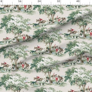 Equestrian Toile Upholstery Fabric- Hunt Scene by Ponymacaroni - Fox ...