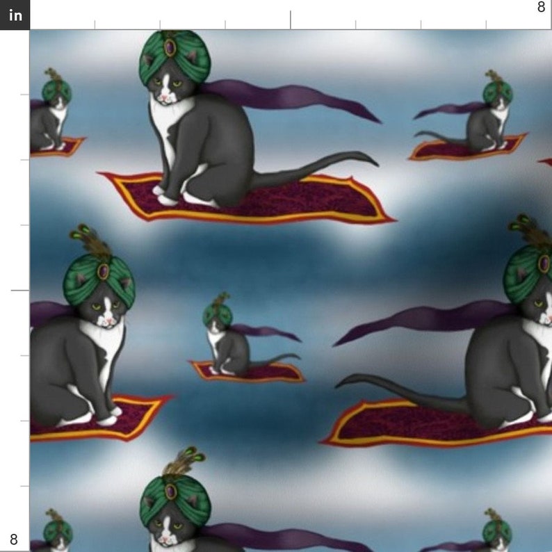 Cats Magic Carpet Fabric Magic Carpet Cat by Leeleeandthebee - Etsy