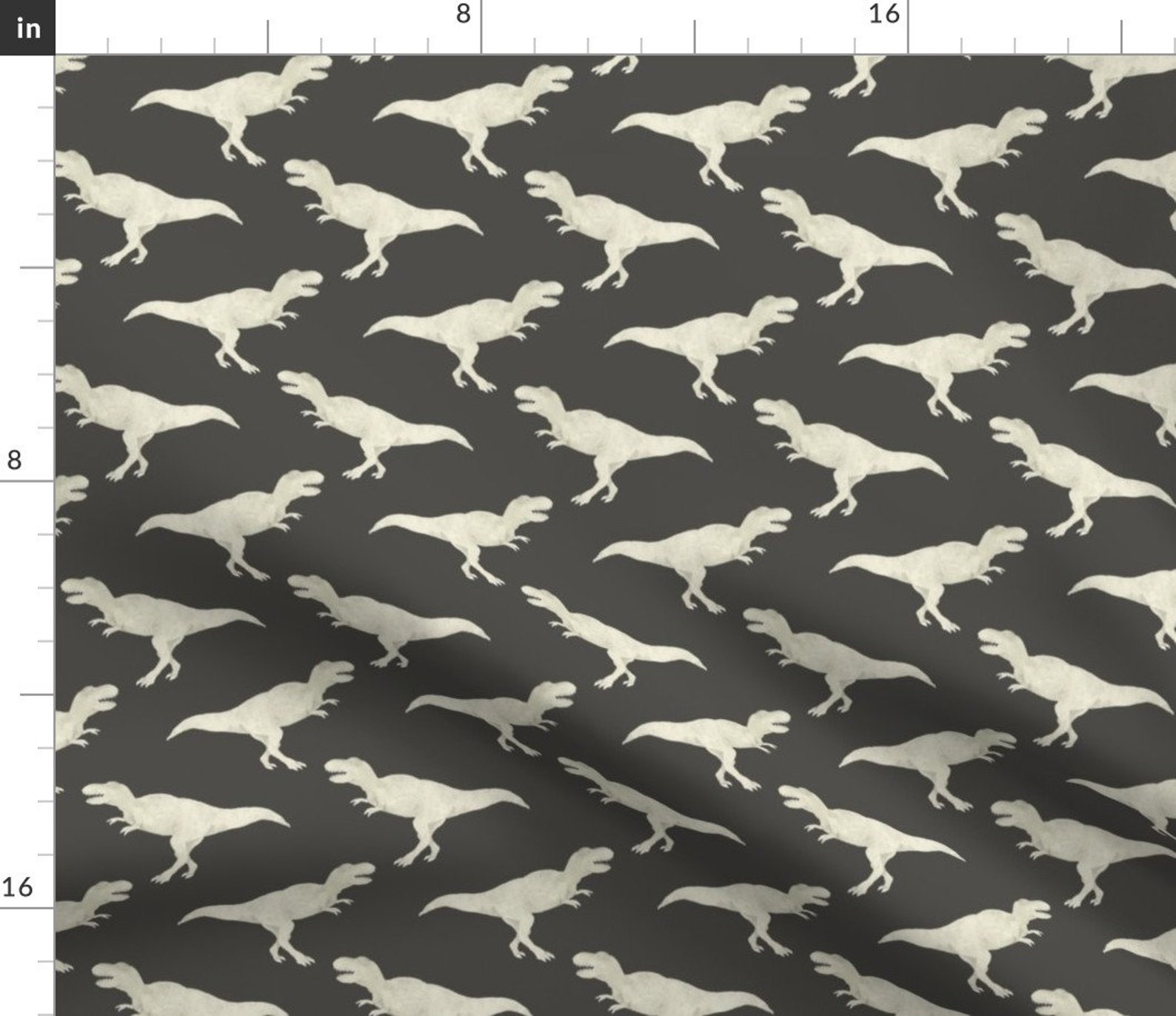 T-rex Fabric T-rex Grey by Mintpeony T-rex Dino Dinosaur - Etsy
