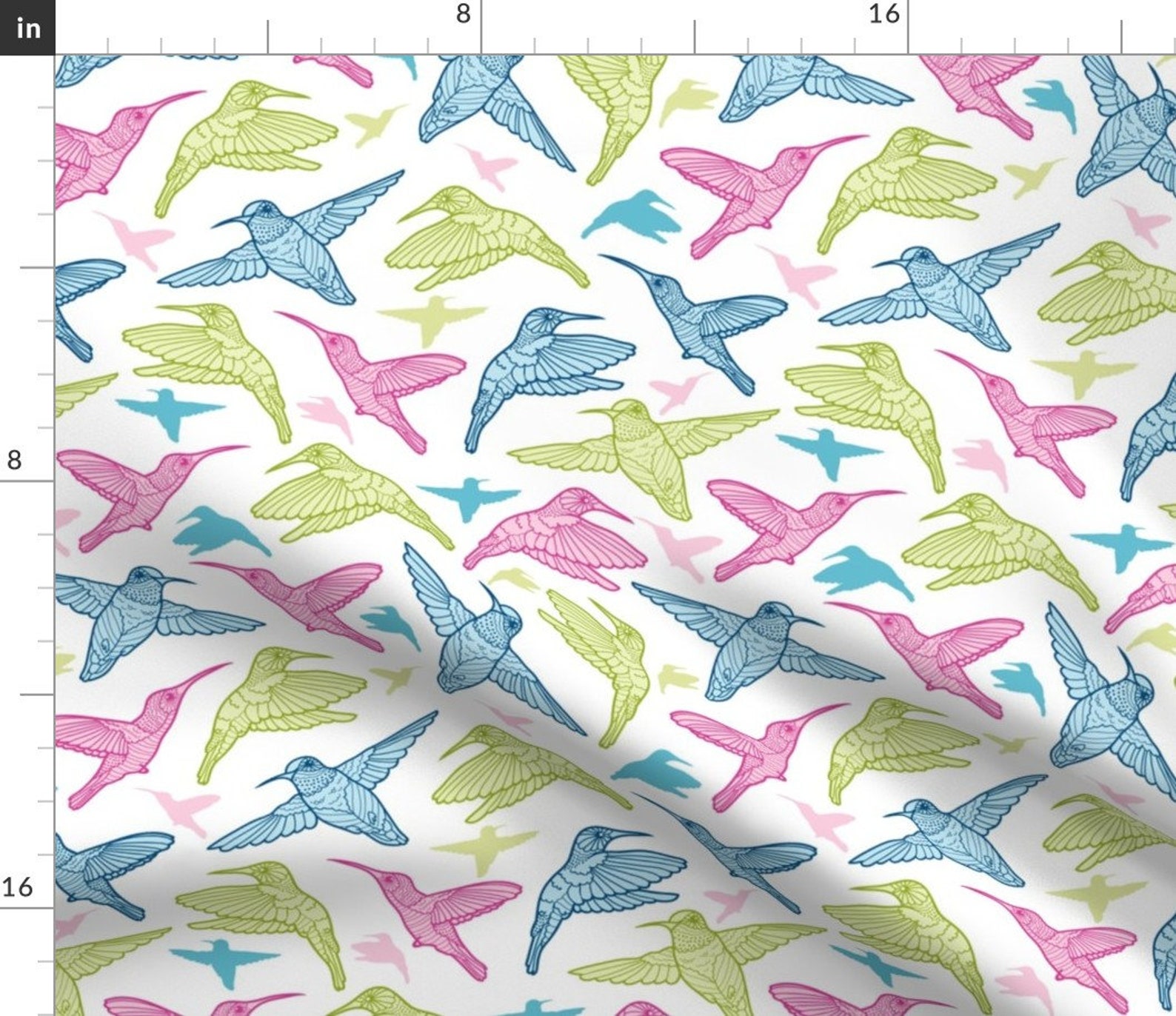 Flying Hummingbird Fabric Colorful Humming Birds by Oksancia - Etsy