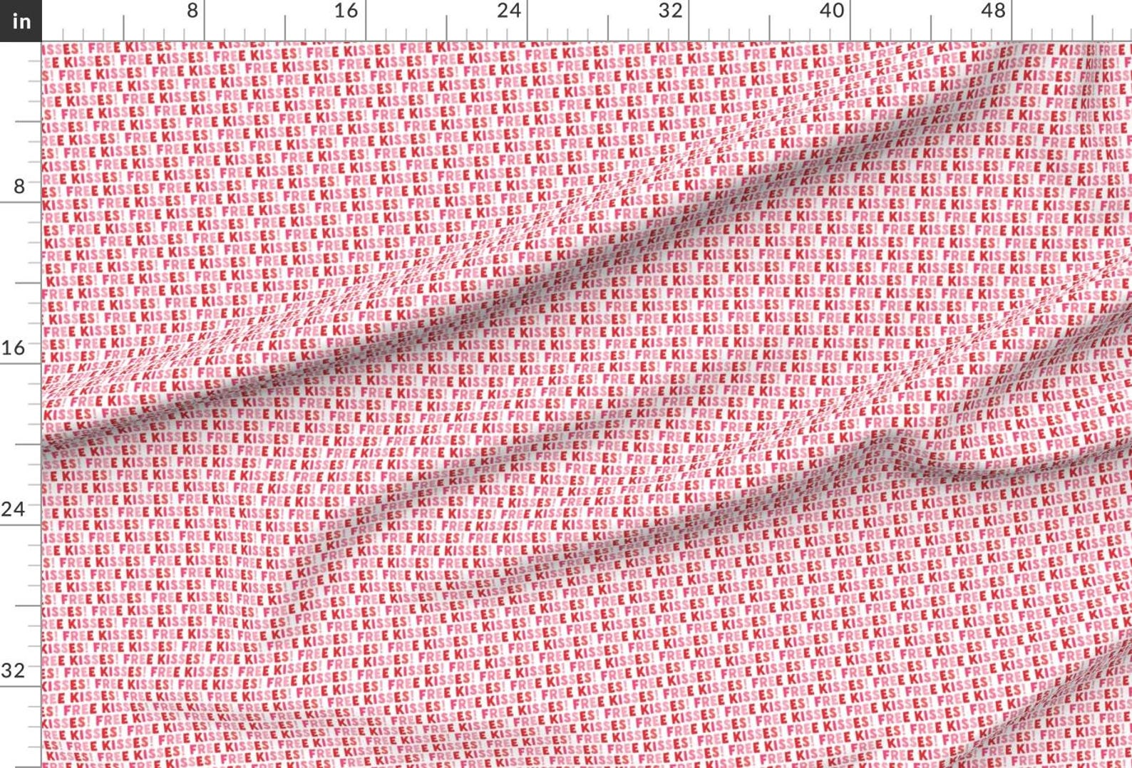 Valentines Day Fabric - Free Kisses! by Littlearrowdesign - Pink Red ...