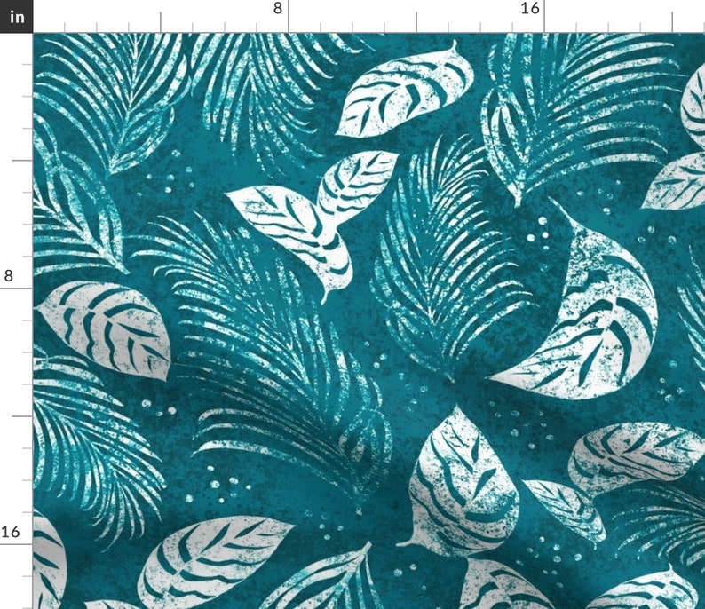 Tropical Batik Leaves Fabric Windward Batik Teal 150 by - Etsy UK
