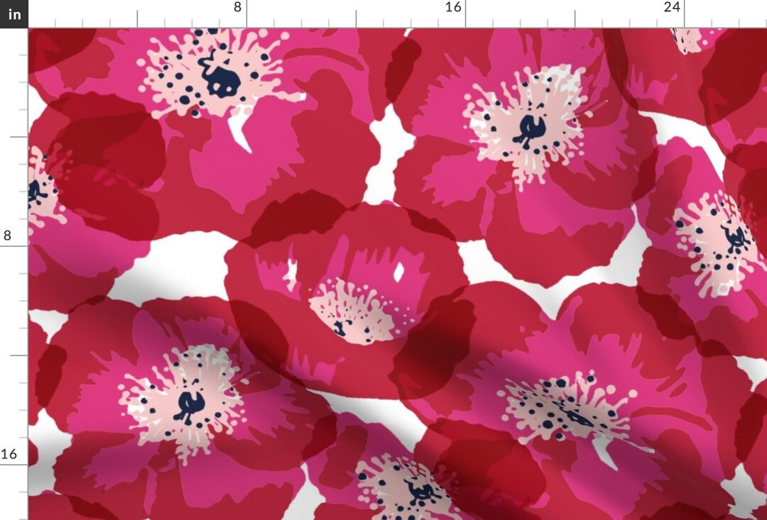 Vibrant Poppy Fabric - Really Big Poppies by Jillbyers - Modern Floral ...