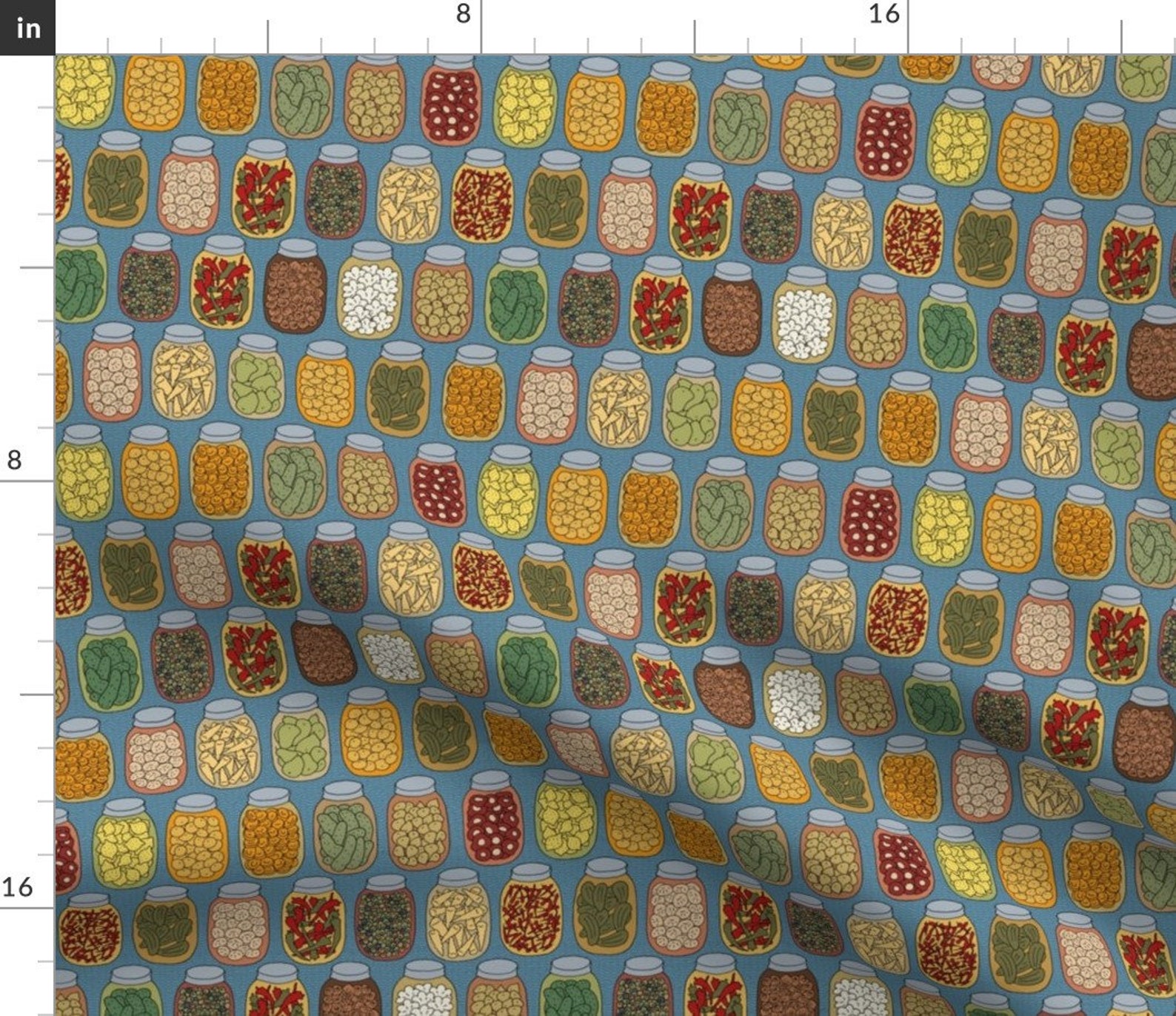 Pickled Fruits and Veggies Fabric in A Pretty Pickle by | Etsy