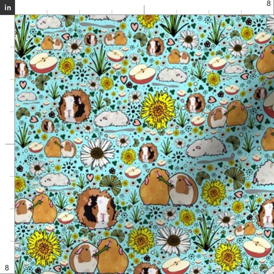 Guinea Pig Fabric Guinea Pigs on Blue by Nemki Guinea Pig - Etsy