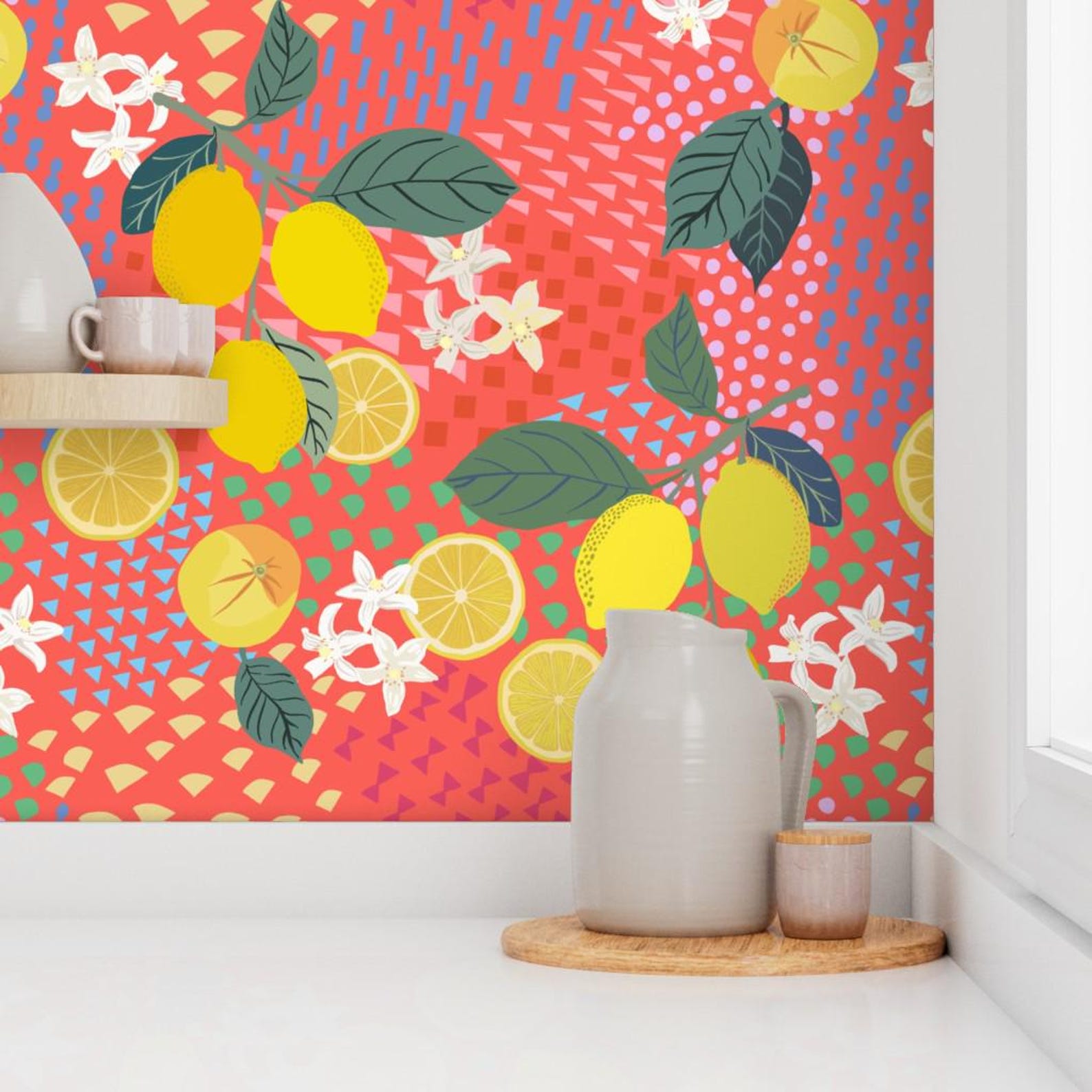 Lemon Wallpaper - Lemon Flower and Pop by Nina Leth - Lemon Floral ...