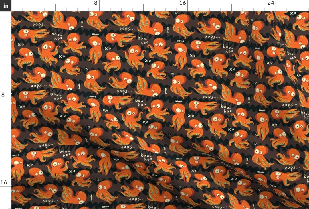 Octopus Fabric - Boo-hoo by Penguinhouse - Modern Nautical Octopus ...