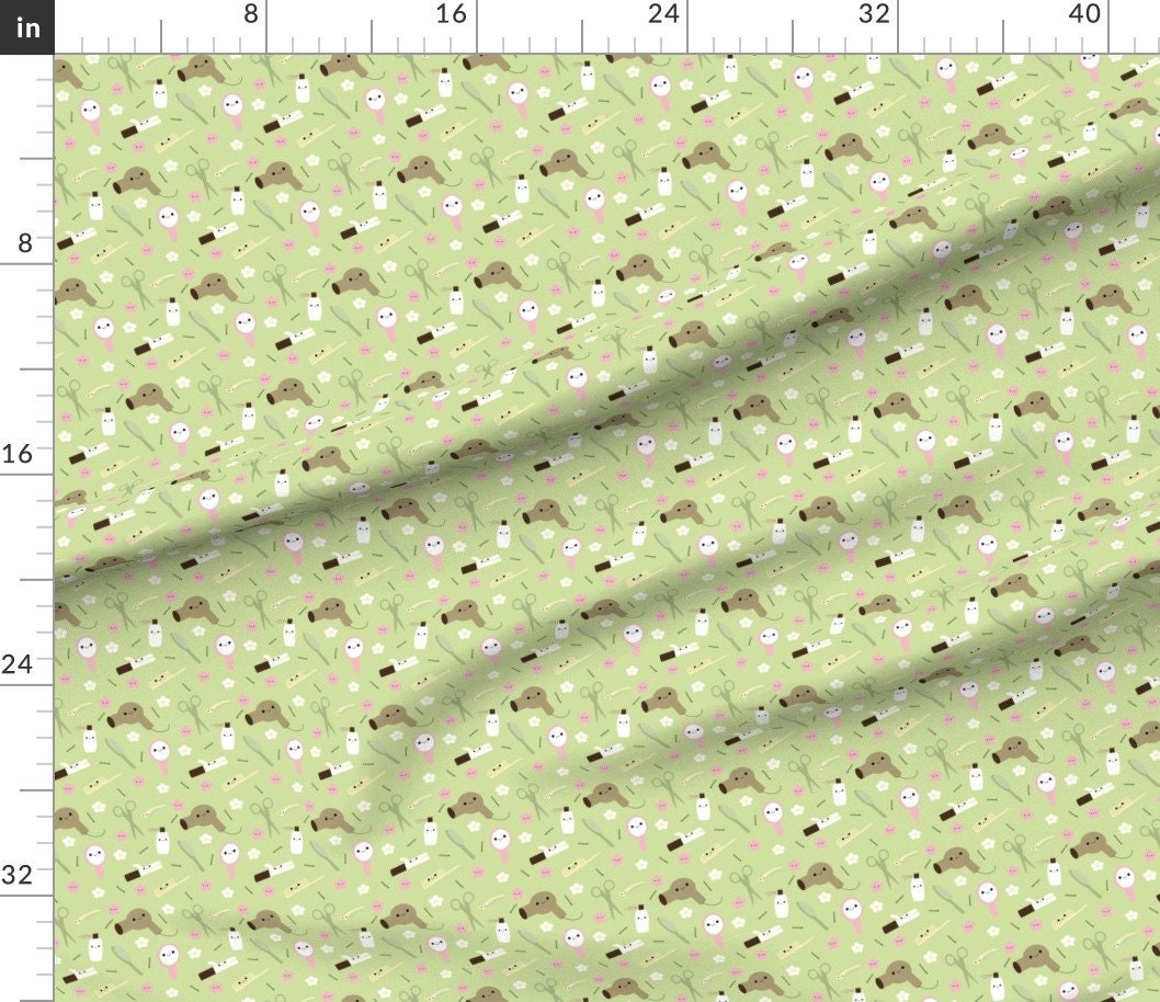 Beauty Salon Fabric Happy Hair Stylist Light Green by - Etsy