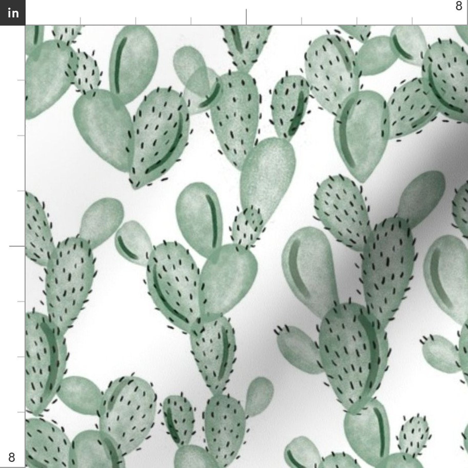 Bohemian Wedding Cacti Fabric Green Paddle Cactus // Small - Etsy