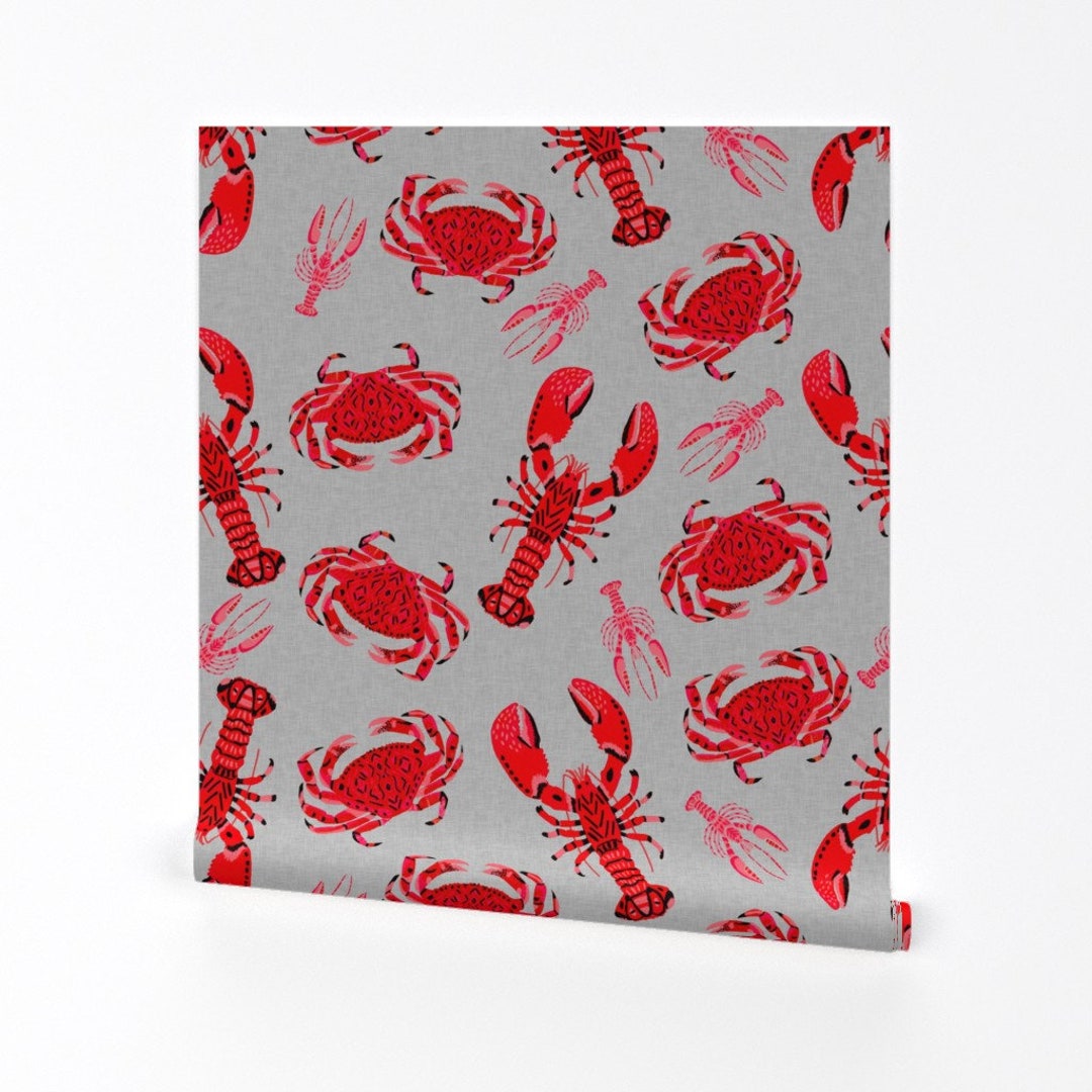 Crab Wallpaper Crab Lobsters Ocean Nautical Red Summer Food by Andrea ...