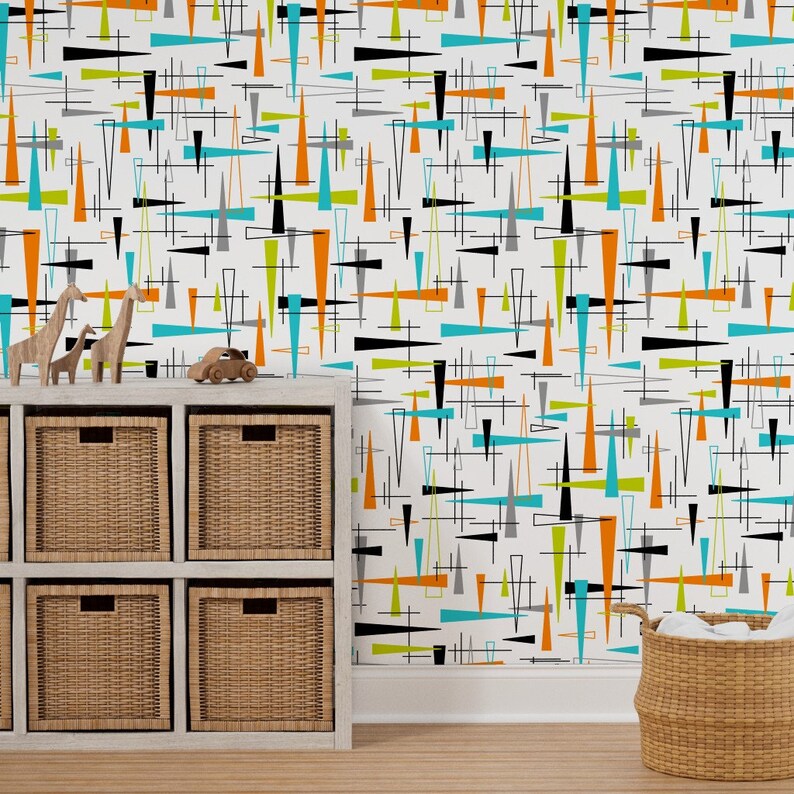 Triangles Mid Century Modern Wallpaper Triunity 6a by - Etsy