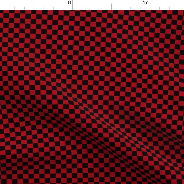 Red and Black Checkerboard Fabric - Etsy