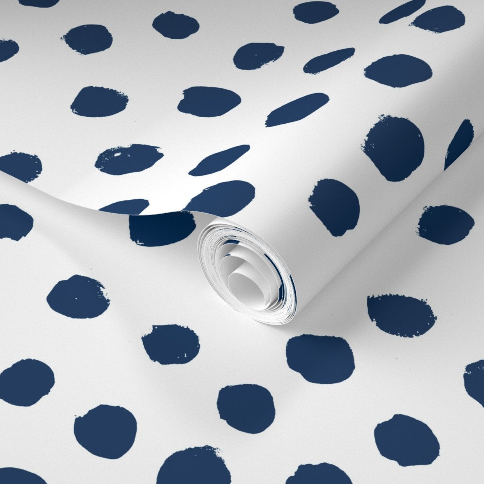 Navy Dots Wallpaper Navy Painted Dot Spots Navy Blue by - Etsy
