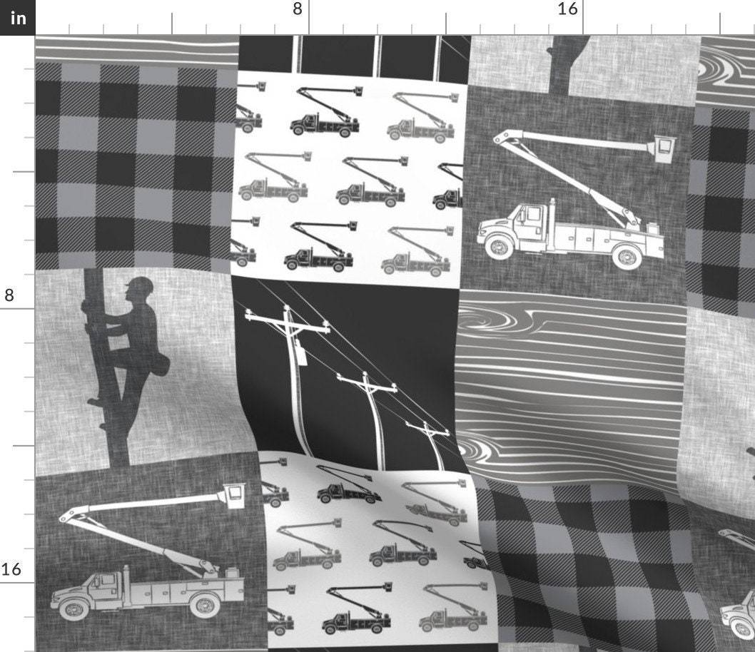 Lineman Cheater Quilt Fabric Lineman Patchwork Gray by | Etsy