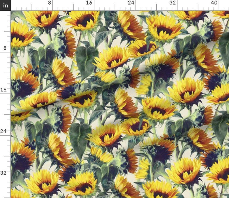 Summer Sunflower Fabric Sunflowers Forever By Micklyn | Etsy