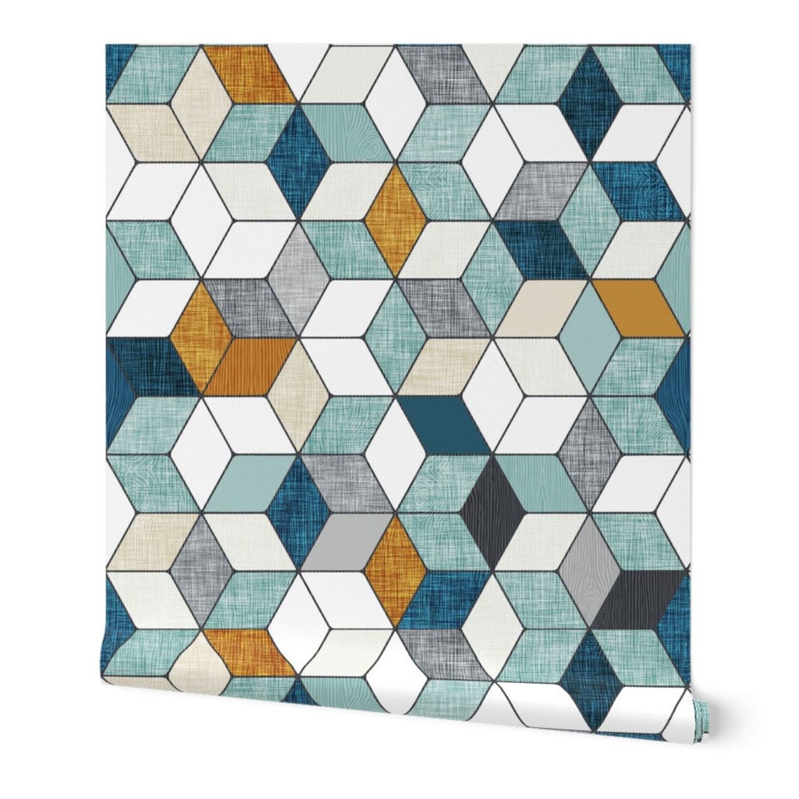 Modern Geometric Hexagon Wallpaper Hexo by Nouveau Bohemian - Etsy