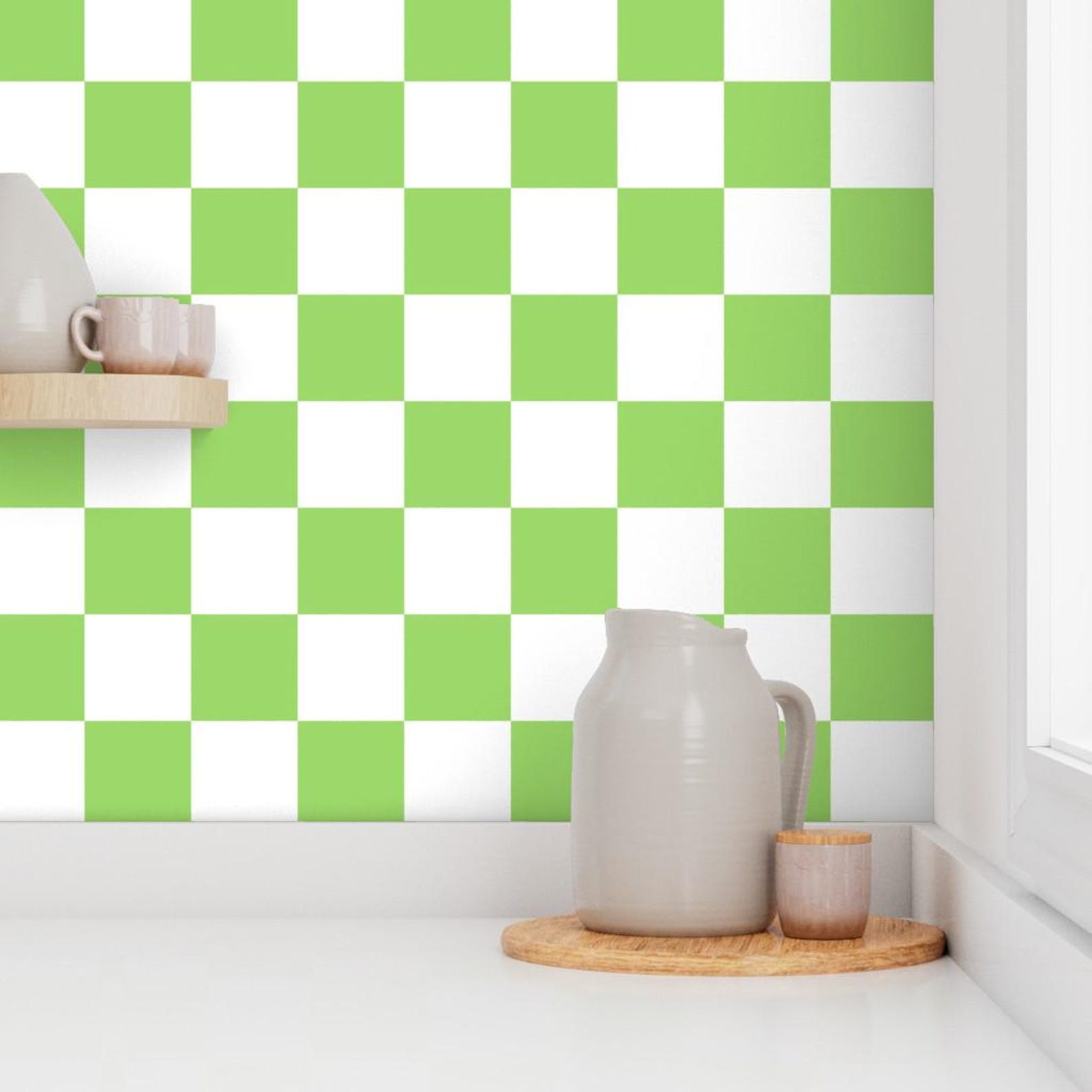 80s Checkered Removable Peel and Stick Wallpaper - Lime Green Neon ...