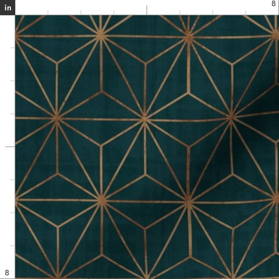 Star Green Geometric Stars Fabric Star Geo Deep Teal - Etsy