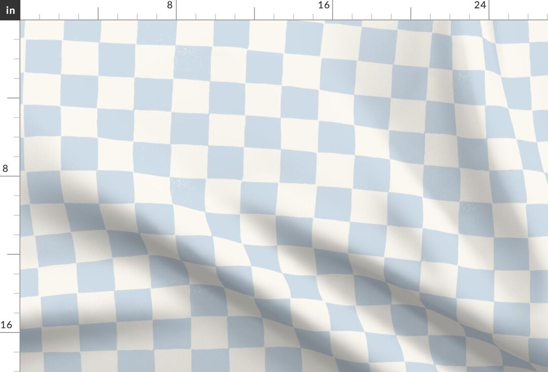 Blue Checkerboard Fabric - Pale Blue Checker by Danika_herrick - Grid ...