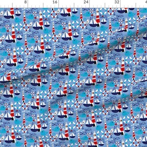 Sailboat Lighthouse Fabric Sailboat by Bruxamagica Baby - Etsy