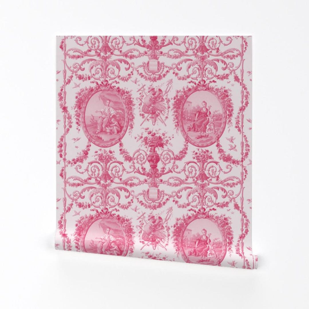 Rococo Wallpaper - Pink Dawn Rococo Harvest by Peacoquettedesigns ...