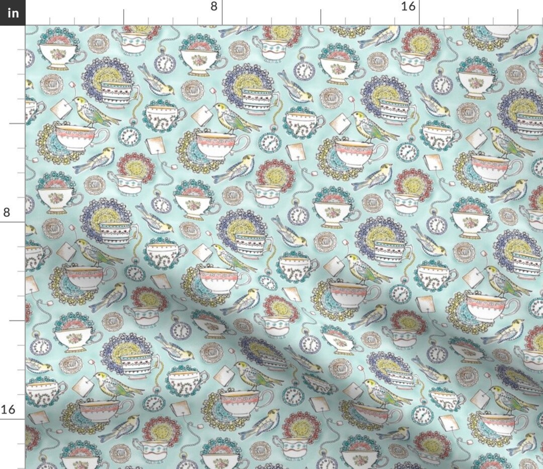 Tea Fabric Afternoon Tea 50 Scale by Heatherdutton Tea Cotton Fabric by ...