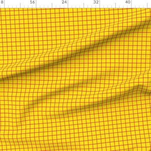 Yellow and Red Grid Fabric - Grid (small) by Lowa84 - Yellow and Red ...