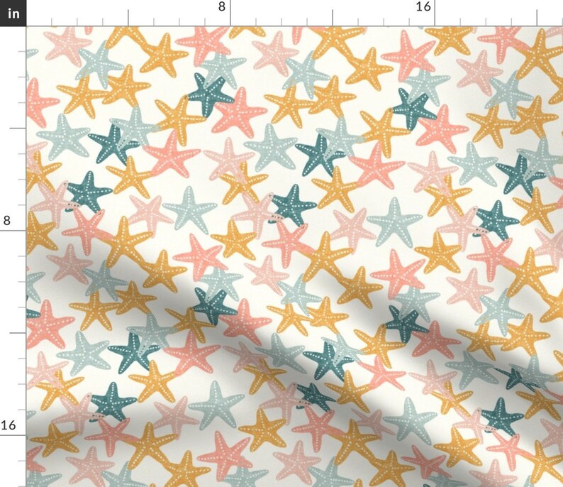 Nautical Fabric Starfish by Littlearrowdesign Summer Beach - Etsy