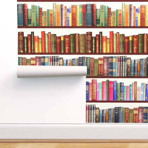 Library wall decor Removable wallpaper Books library wallpaper for ...
