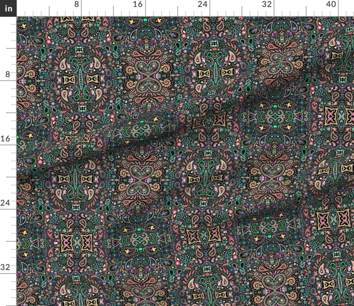 Rainbow Abstract Paisley Fabric Blacklight Chalkboard | Etsy