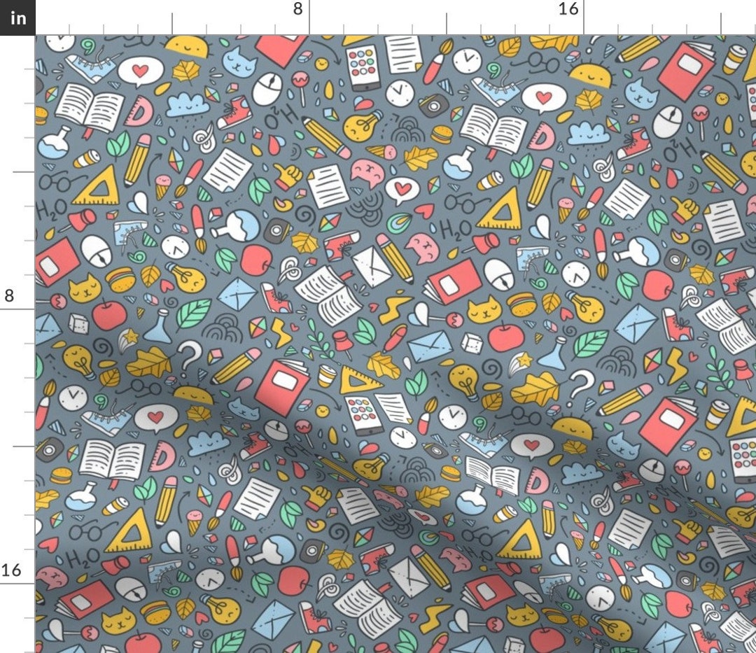 School Supplies Fabric School Pattern 2 by Kostolom3000 Back to School ...