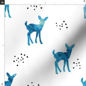 Blue Watercolor Fabric Watercolor Fawn // Blue by Littlearrowdesign ...