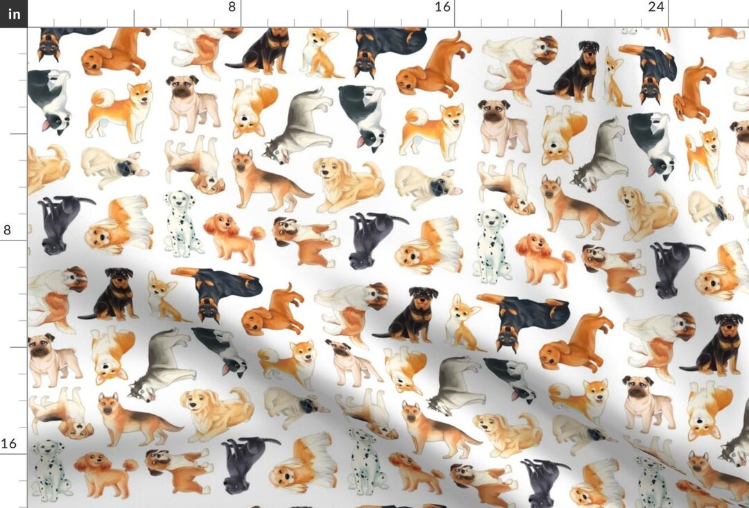 Dogs Fabric - Dog Pattern by Silveroakdesign - Watercolor Dogs Pets ...