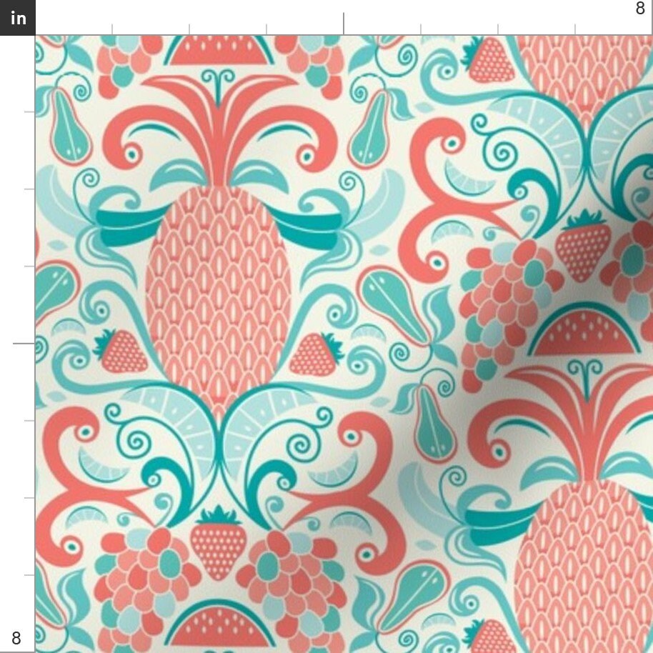 Pineapple Damask Fabric Ambrosia Fruit Damask Pineapple - Etsy
