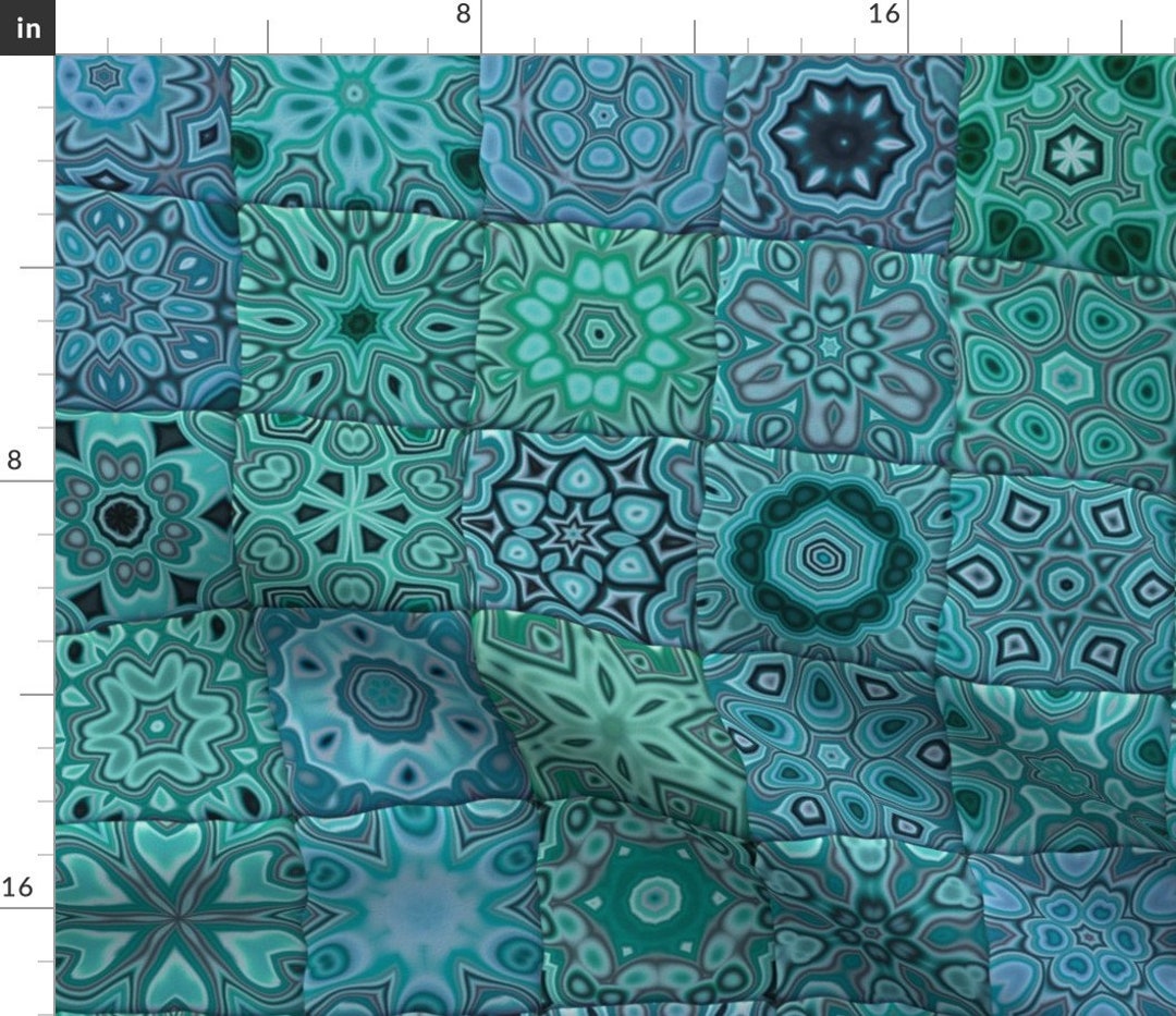 Quilt Fabric Quilt Floral Turquoise by Bonnie Phantasm Quilt Turquoise ...