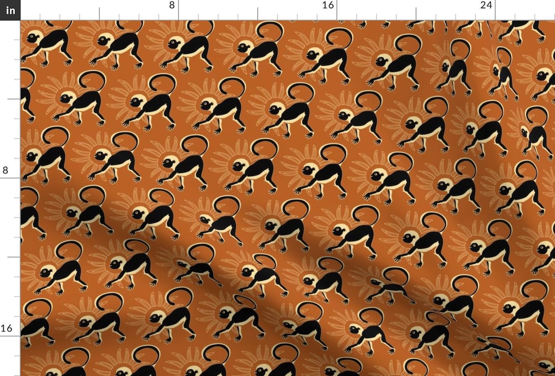 Lucky Monkey Fabric - Werkstatte Monkeys by Dearchickie- Tribal Exotic ...