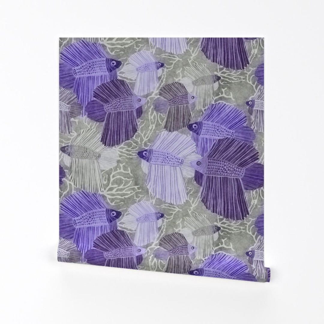 Betta Splenden Removable Peel and Stick Wallpaper - Purple Betta Fish ...