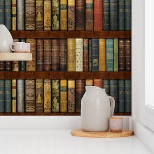 Vintage Library Wallpaper - Instant Bookcase by Peacoquettedesigns ...