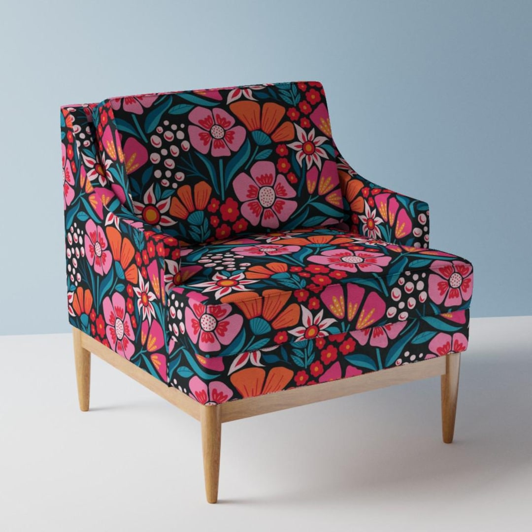 Maximalist Upholstery Fabric- Bold Pink Floral by Libby_dimeloe ...