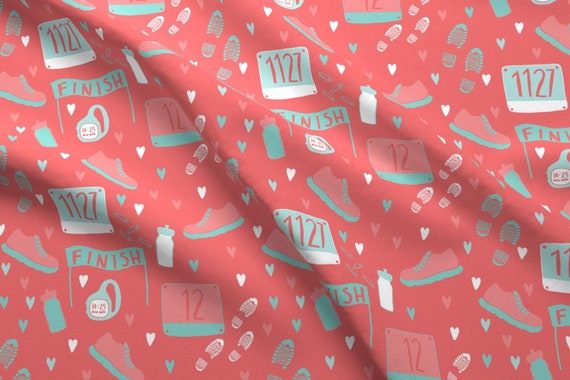 Running Fabric Love To Run Coral By Scarlette Soleil | Etsy