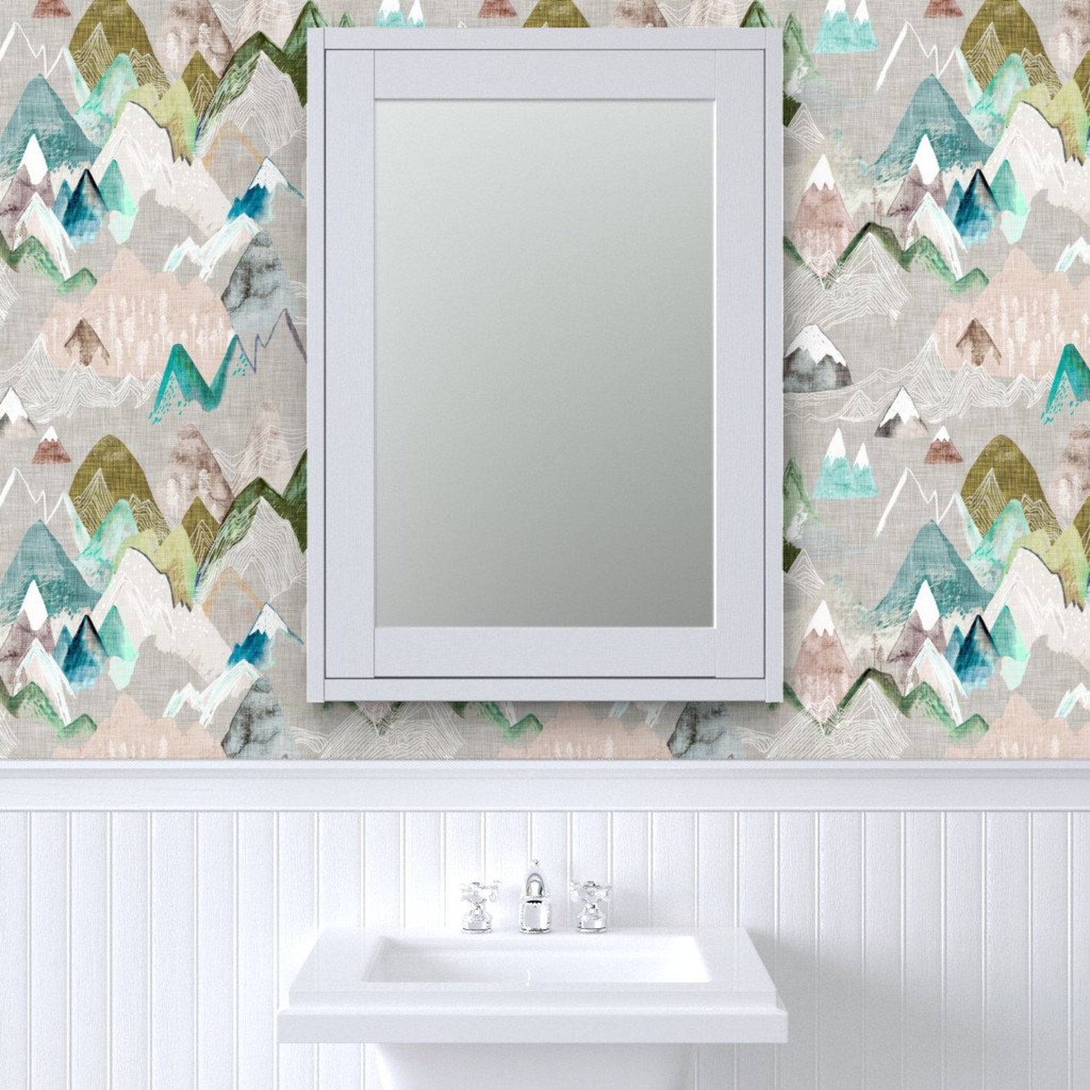 Mountain Wallpaper misty Blue Gray by Nouveau Bohemian - Etsy