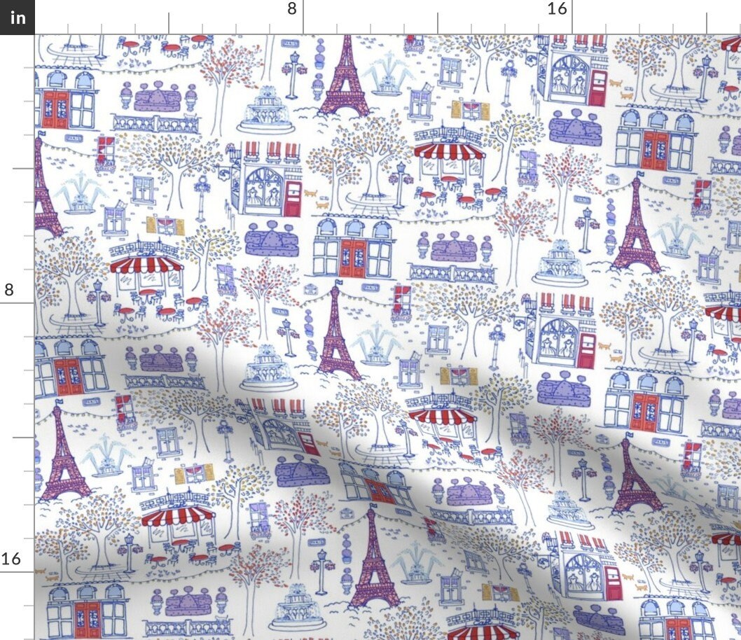 A Day in Paris Fabric Parisian Stroll in Patriotique by - Etsy Canada