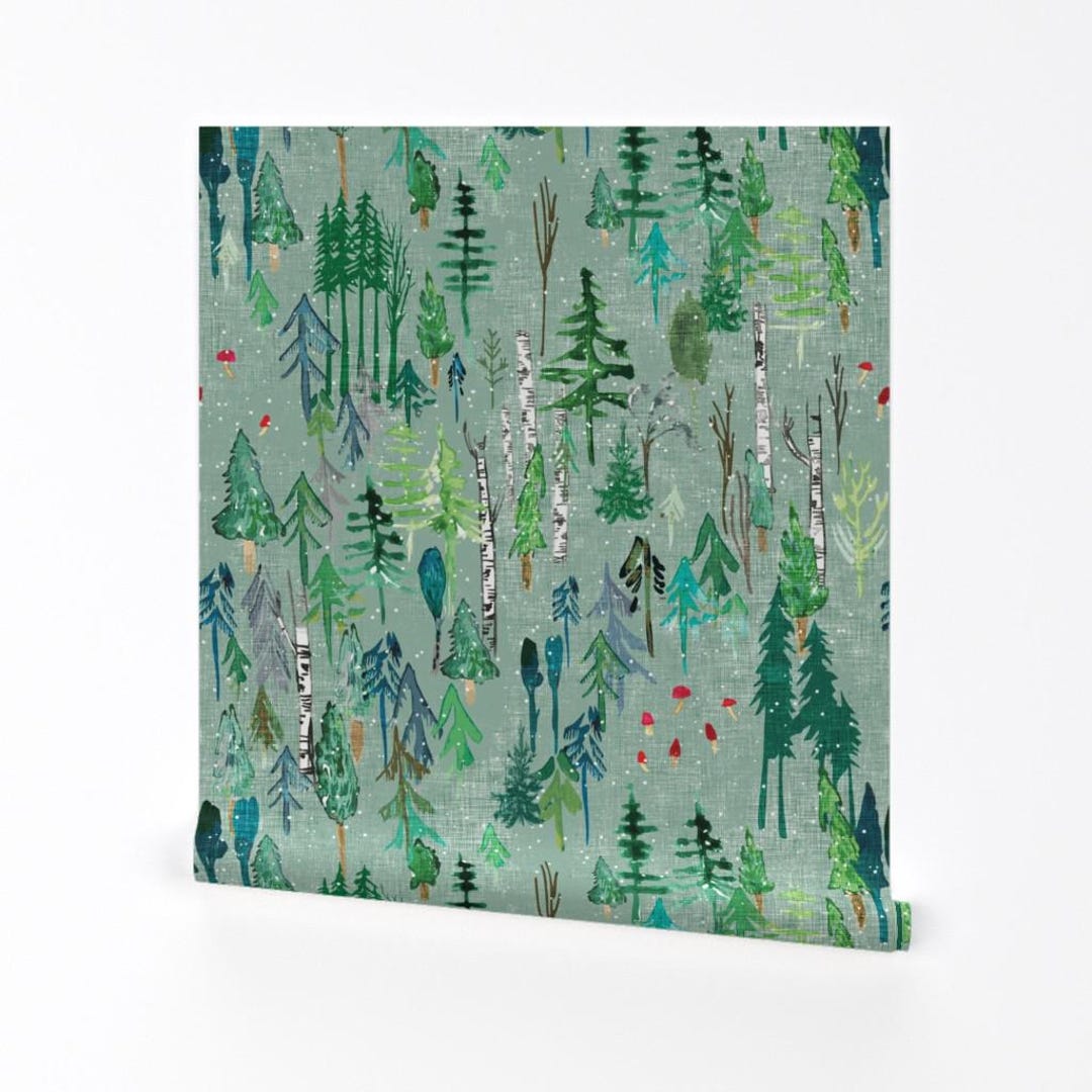 Forest Fabric - Noël Forest by Nouveau Bohemian - Forest Green Custom ...