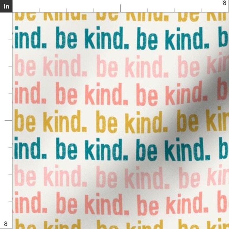 Be Kind Colorful Typography Fabric Be Kind Multi Colored | Etsy