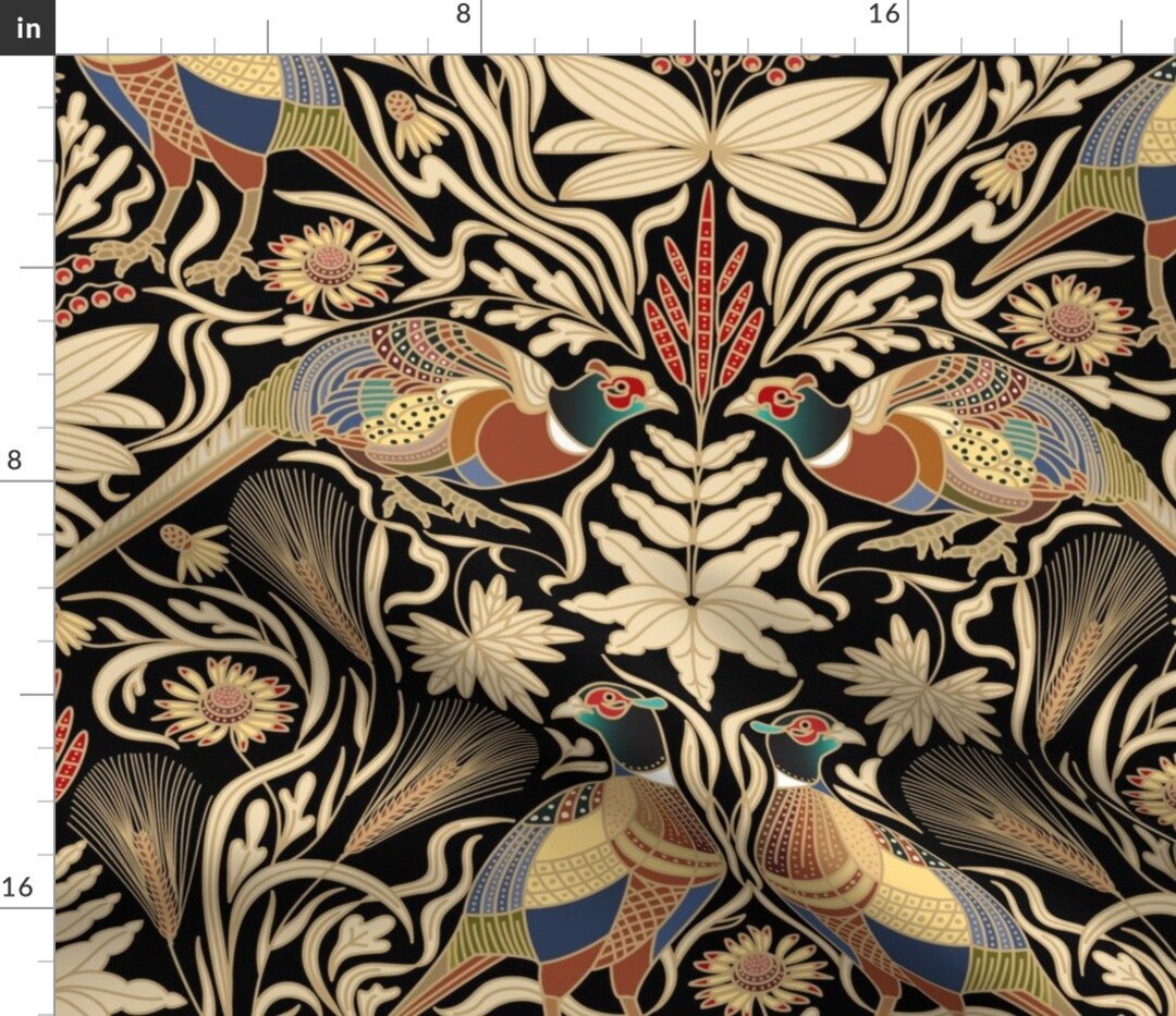 Pheasants Fabric Pheasants by Boszorka Birds Botanical - Etsy