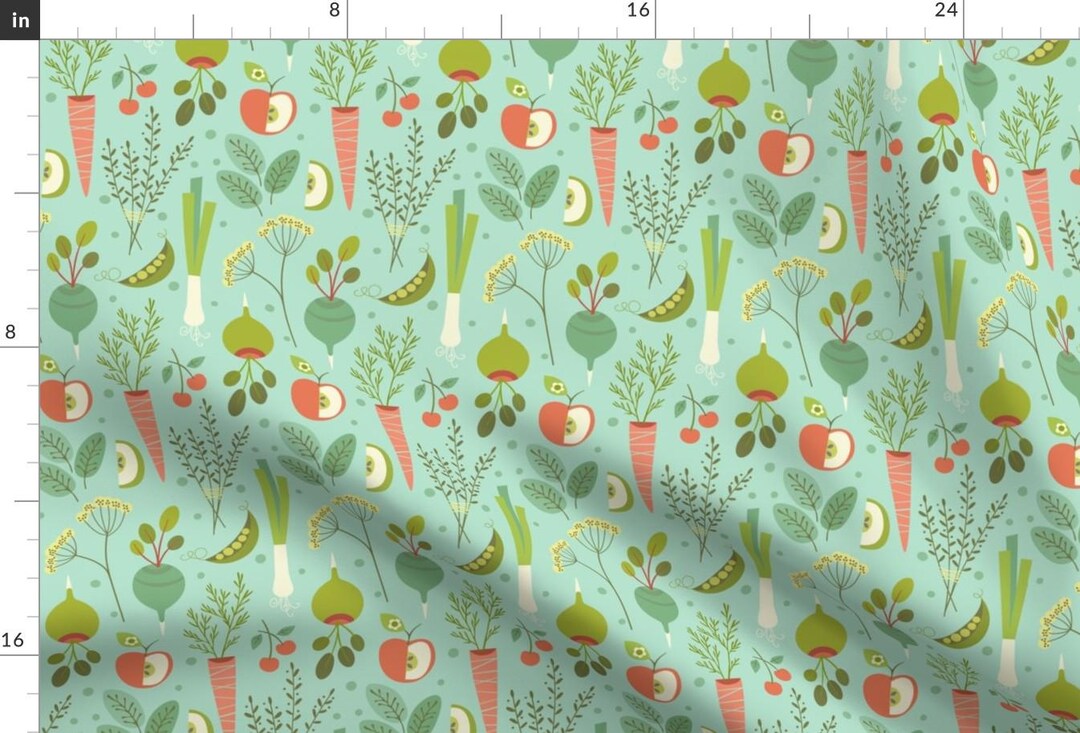Vegetable Garden Fabric Homegrown on Blue by Studiojenny Vegetable ...