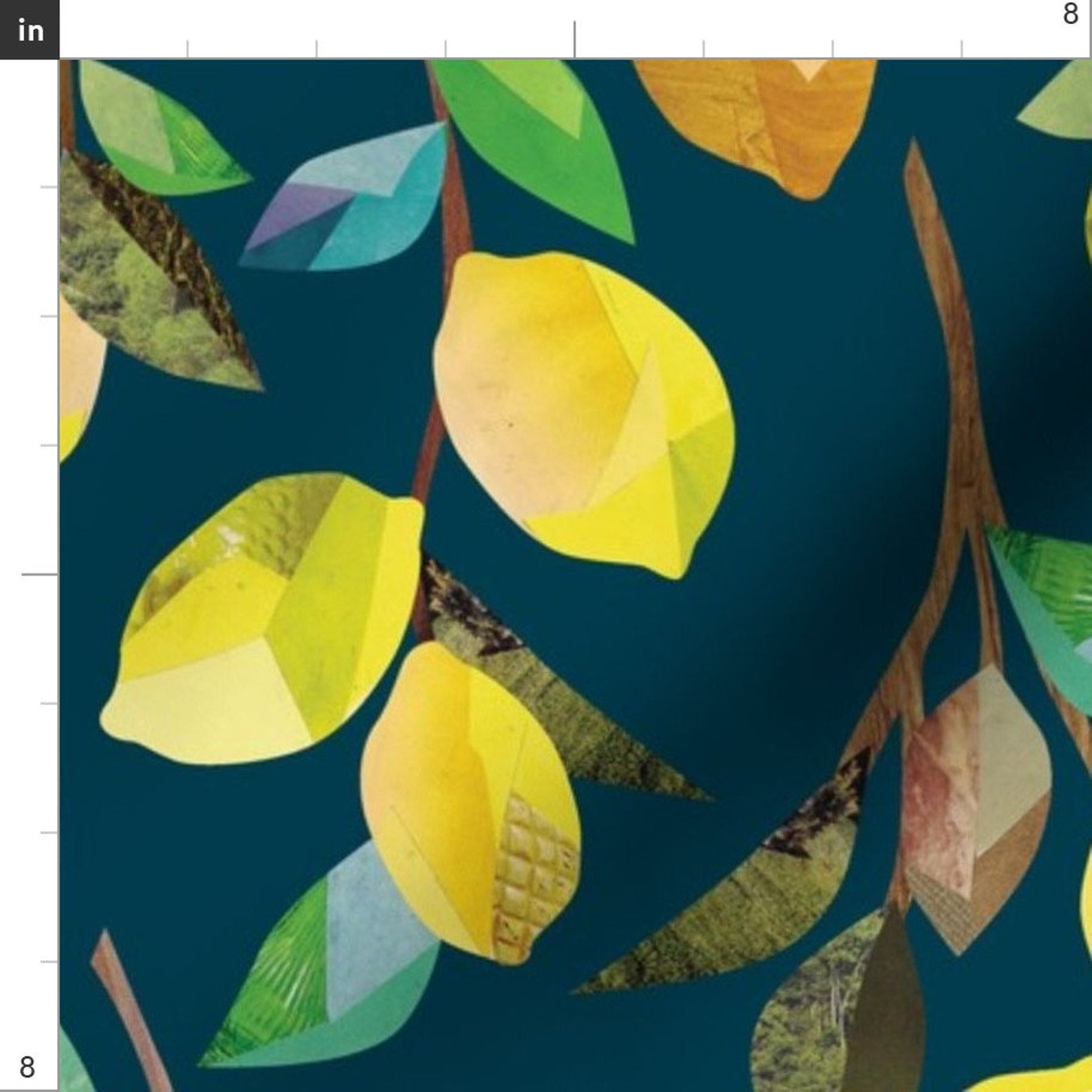 Pop Art Lemon Trees Fabric Lemon Branches Midnight Citrus by - Etsy