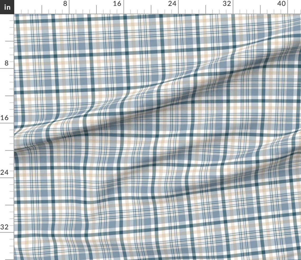 Pastel Plaid Fabric Chilly Afternoon by Anya D Pastel Blue - Etsy